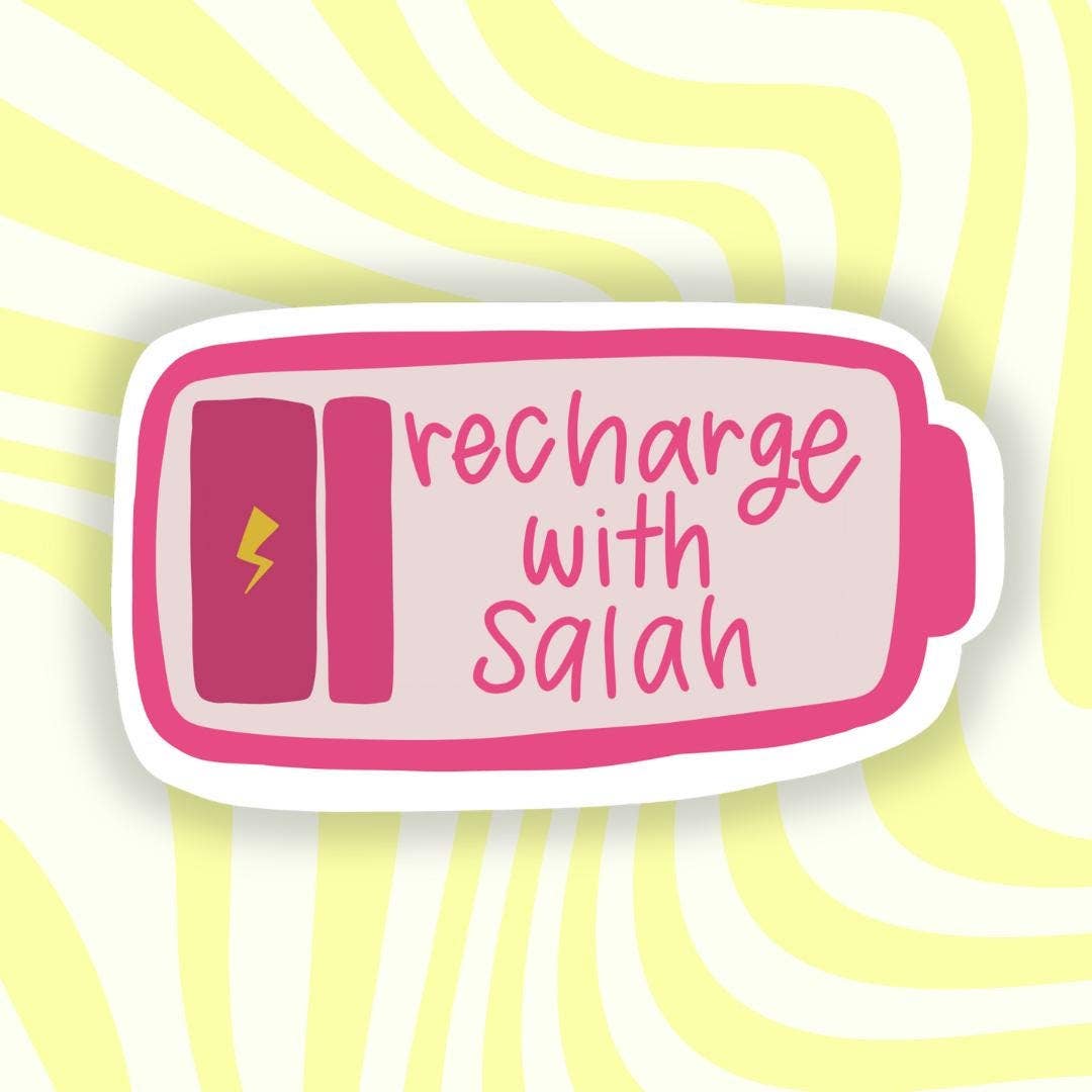 Recharge With Salah Battery Vinyl Glossy Die Cut Sticker - Marhaba ...